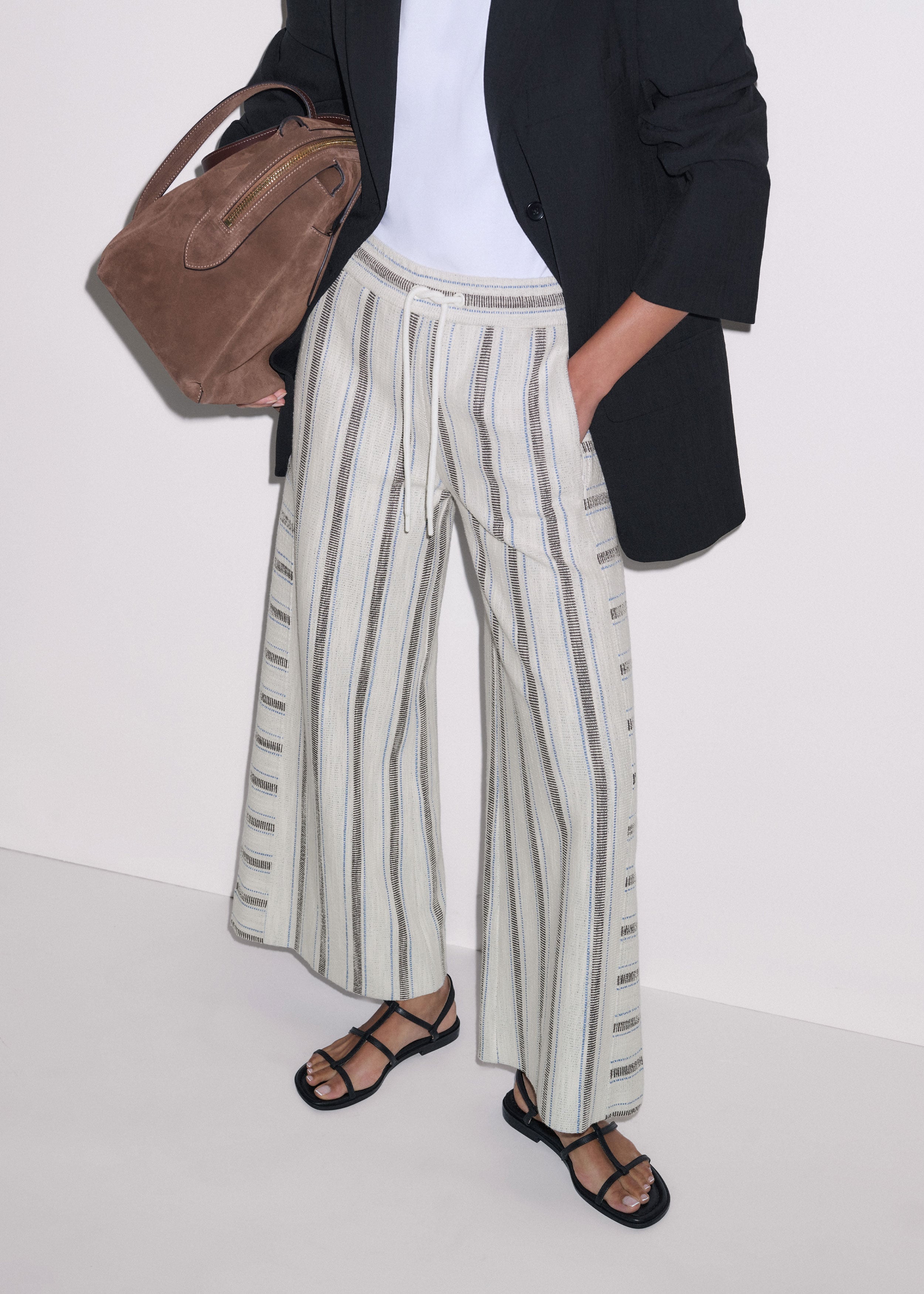 ME+EM Textured Stripe Cropped Track Pant